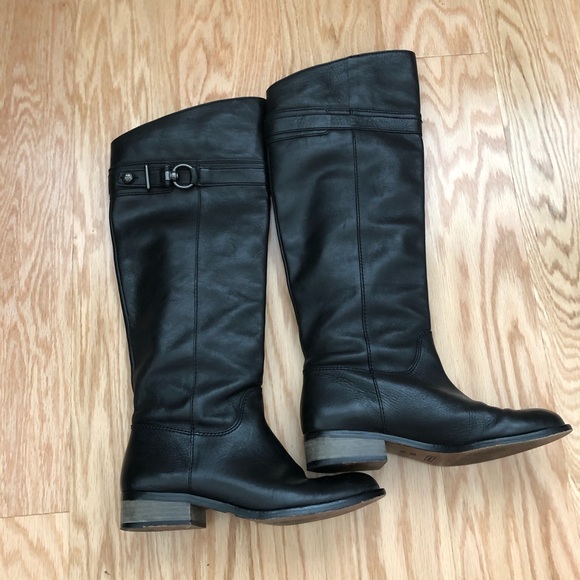 Coach | Shoes | Coach Natalia Black Leather Boots 65 | Poshmark